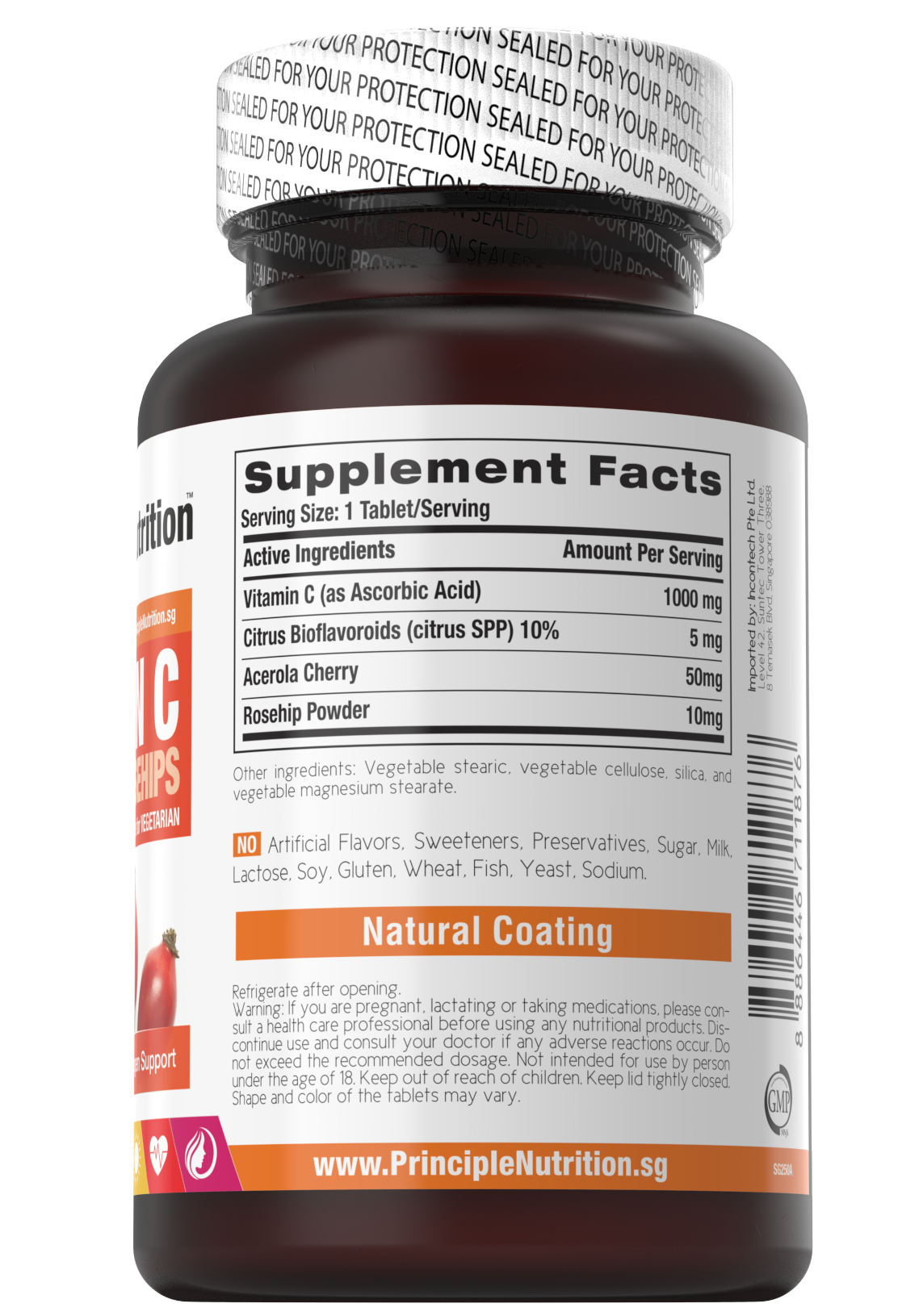 High Potency Vitamin C 1000mg with Rosehips (Time release) - Principle Nutrition